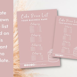 Cake Price List Template, Bakery Business Price List, Bakery Menu ...