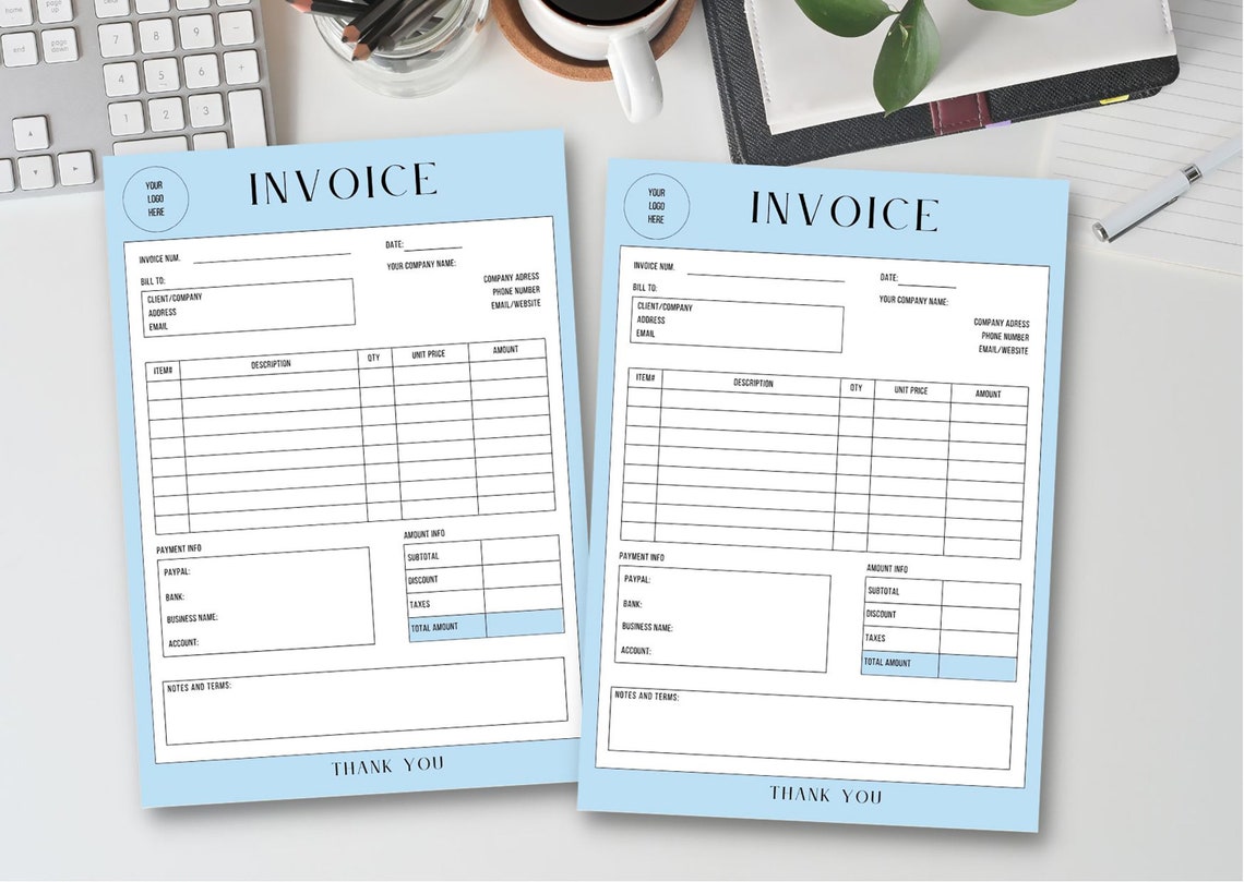 Invoice Template for Small Business, Printable Invoice, Custom Order ...