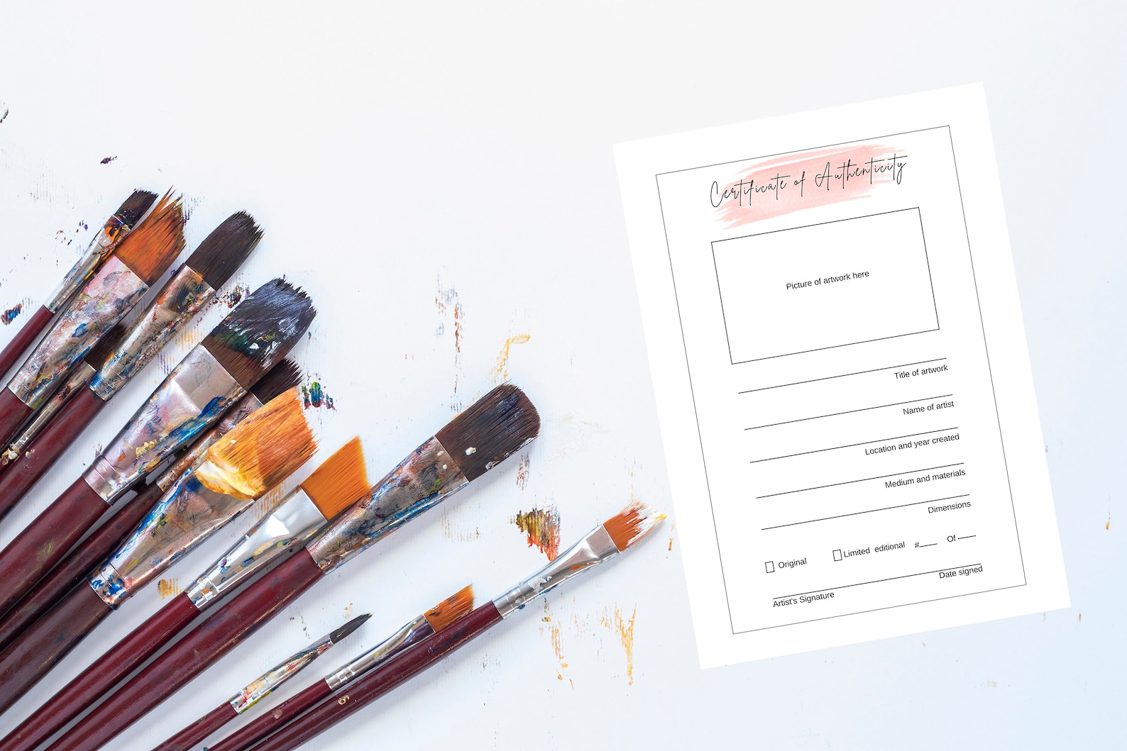 Certificate of Authenticity, Template for Original Art, Paintings ...