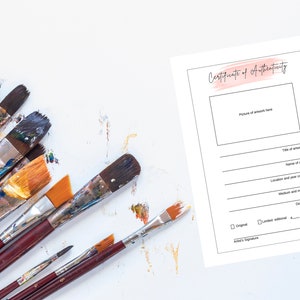 Certificate of Authenticity, Template for Original Art, Paintings ...