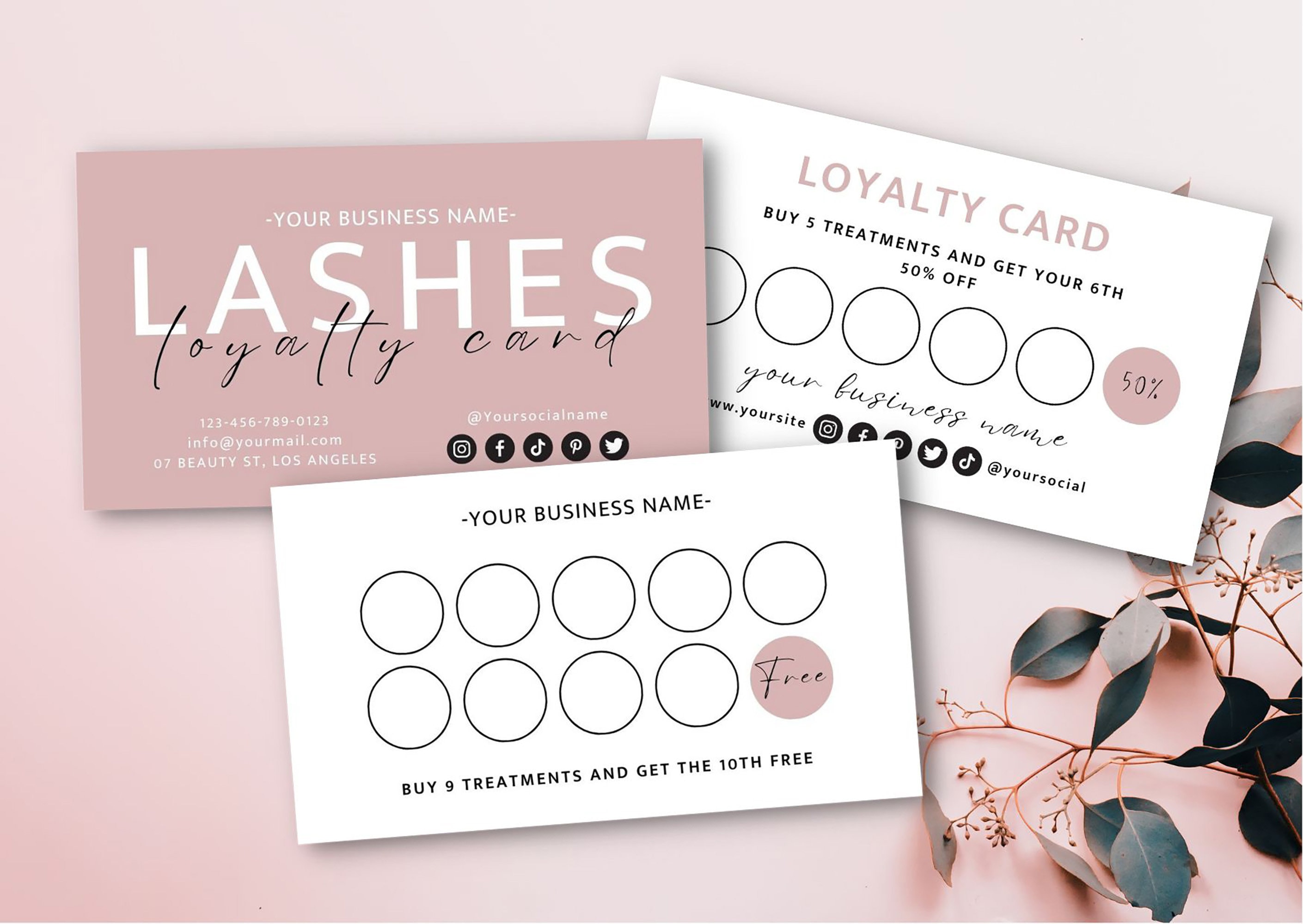 Lashes Loyalty Card Template, Printable Lash Tech Loyalty Card, Beauty ...
