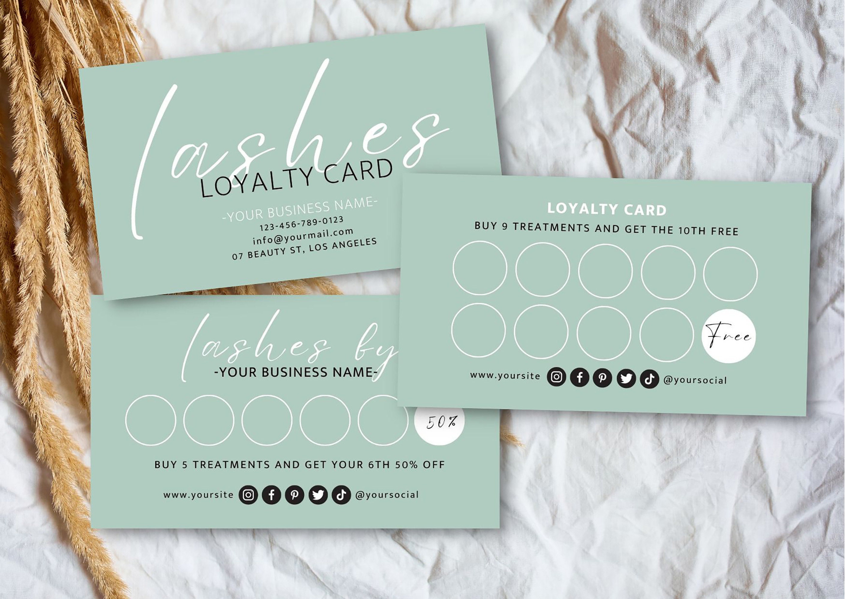 Lashes Loyalty Card Template, Printable Lash Tech Loyalty Card, Beauty ...
