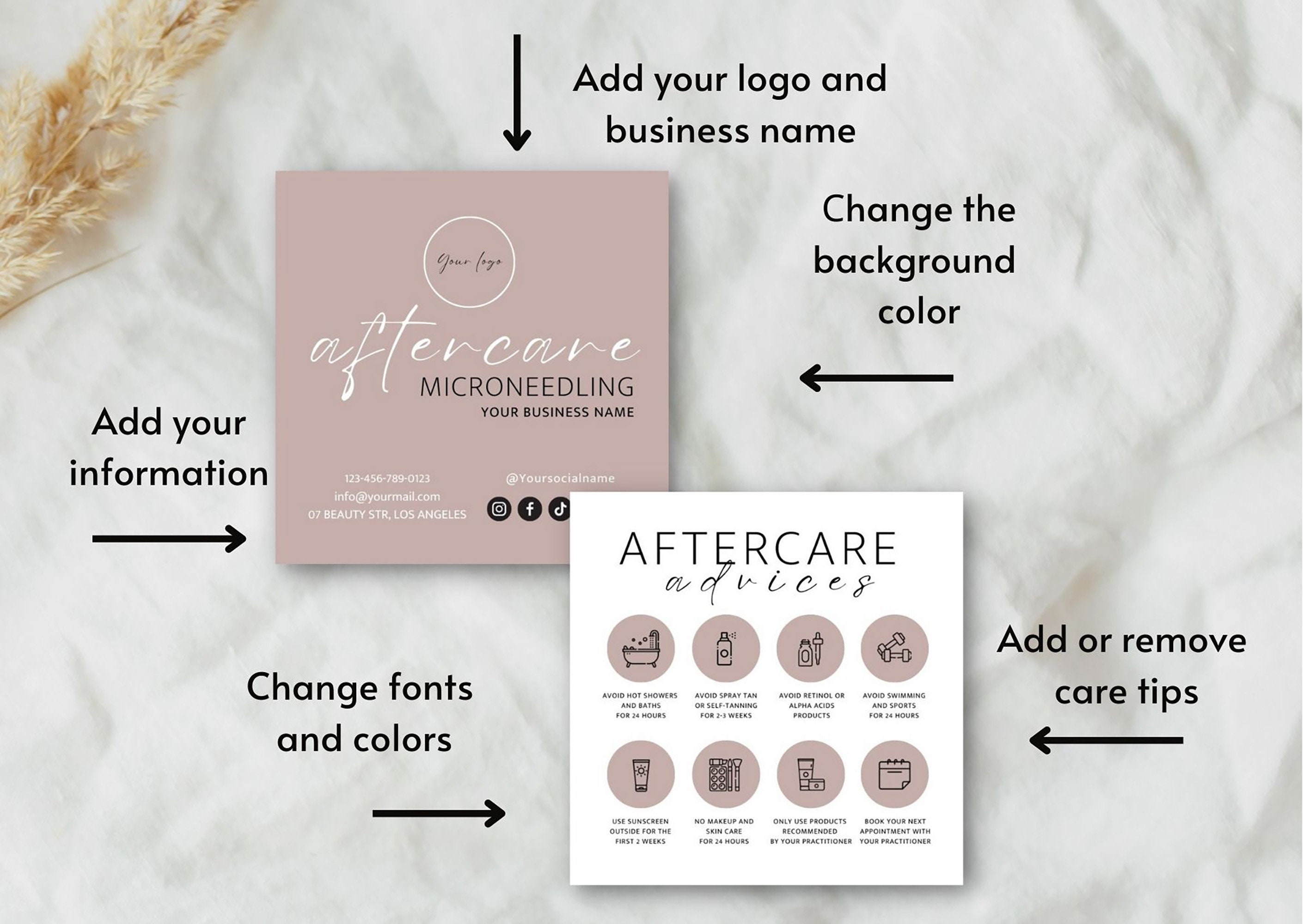 Microneedling Aftercare Card Template: Editable DIY Canva Design - Etsy