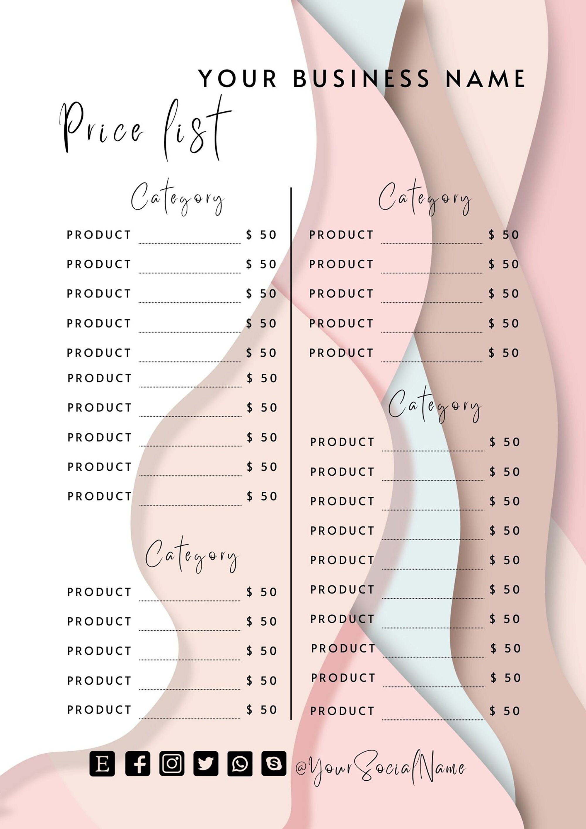 Editable Salon Price List Template, Bakery Menu (canva) - Etsy Australia