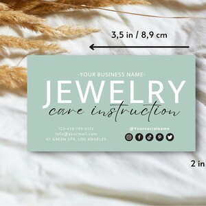 Jewelry Care Card, Printable Jewellery Care Instructions, Editable ...