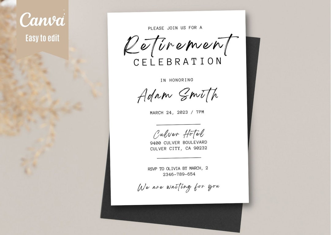 Minimal Retirement Party Invitation, Retirement Celebration Invite ...