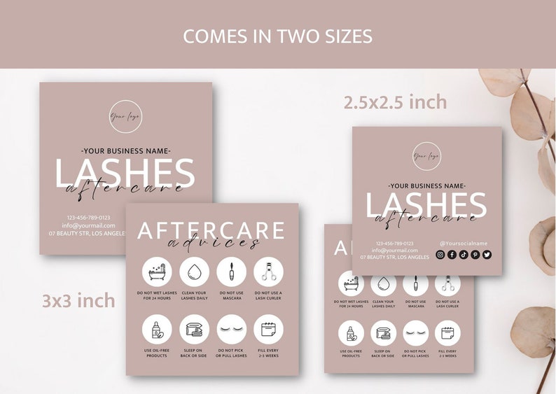 Boho Lash Aftercare Card Template, Lash Care Card, Lash Business Card ...