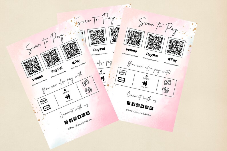 Scan to Pay Card Template Editable in Canva, QR Code Sign Template ...