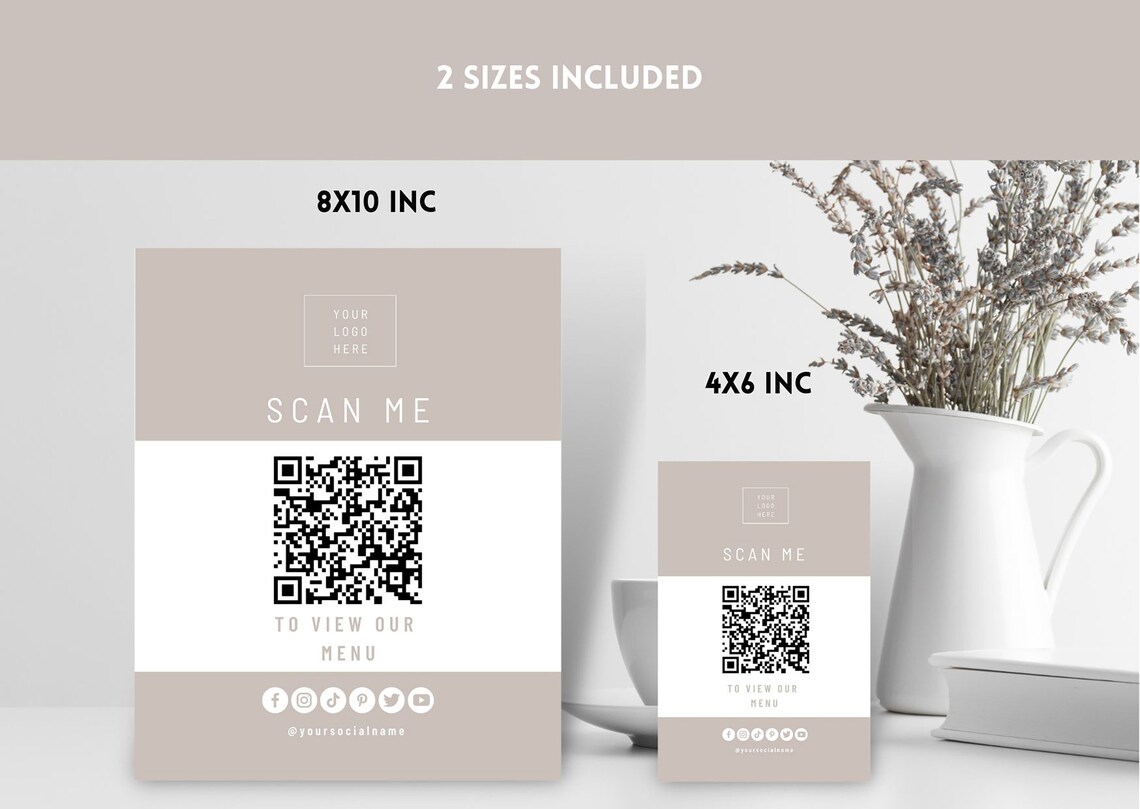 Scan to View Our Menu Sign Template, Menu QR Code Sign, Modern Menu QR ...