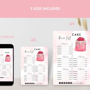 Cake Price List Template, Bakery Business Price List, Bakery Menu ...