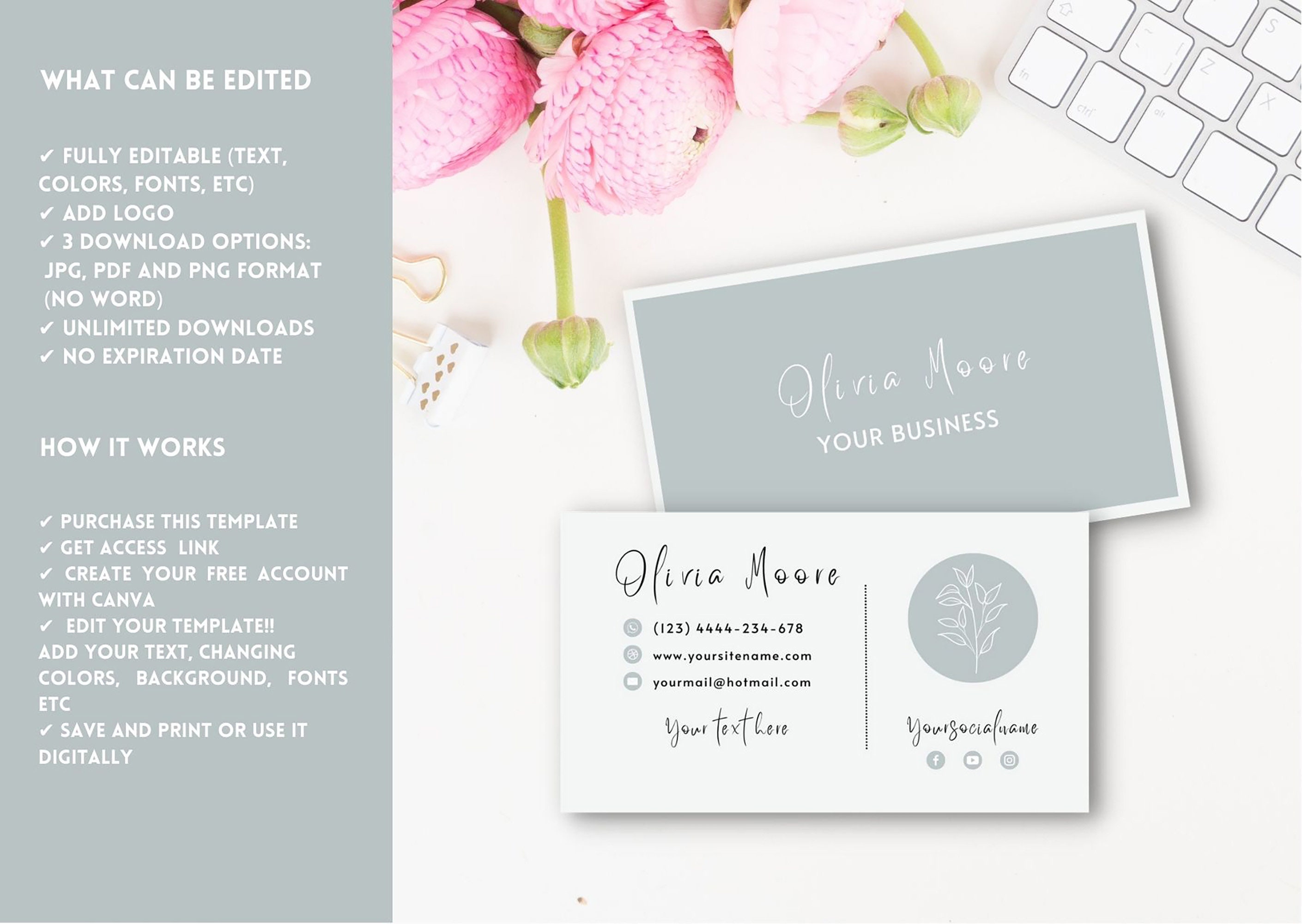 Universal Business Card Template Editable in Canva, Make up Artist ...