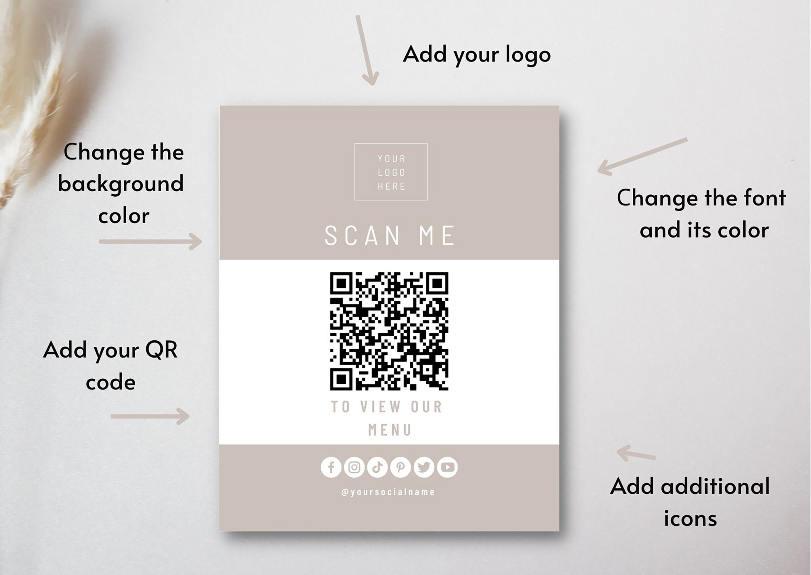 Scan to View Our Menu Sign Template, Menu QR Code Sign, Modern Menu QR ...