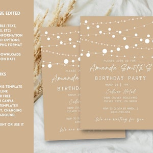 Boho Birthday Party Invitation Card, Celebration Invite Canva Template ...