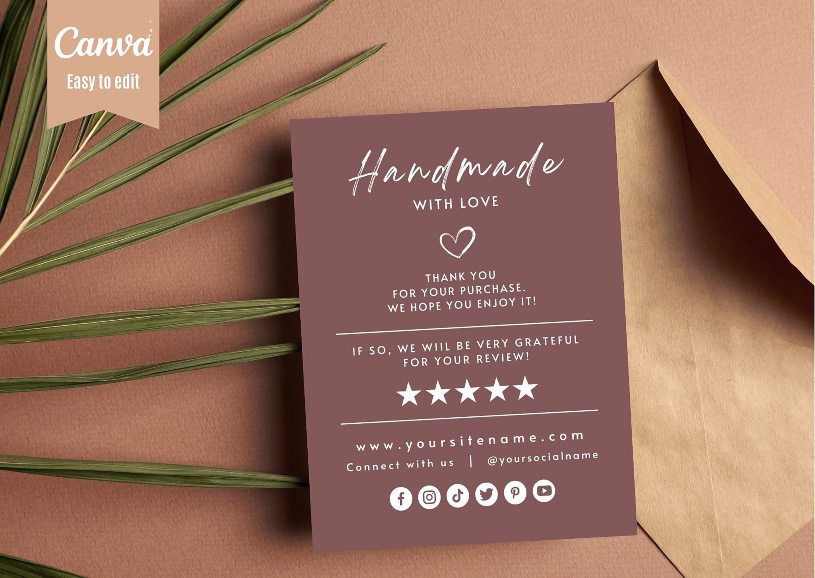 Thank You for Order Card, Small Business Canva Template, Etsy Shop ...