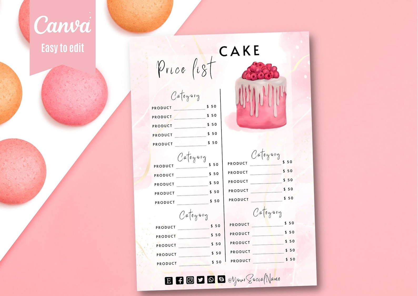 Cake Price List Template Bakery Business Price List Bakery - Etsy