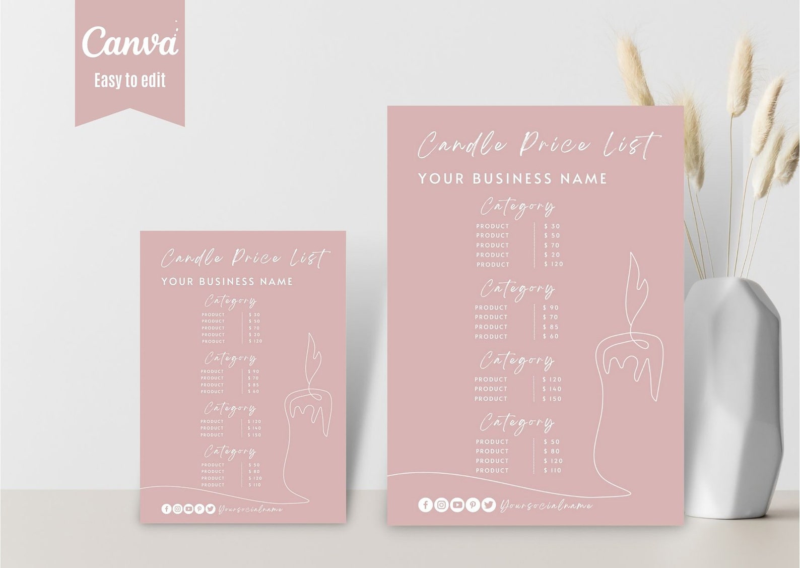 Candle Price List Template, Small Business Price List, Modern Wax Price ...