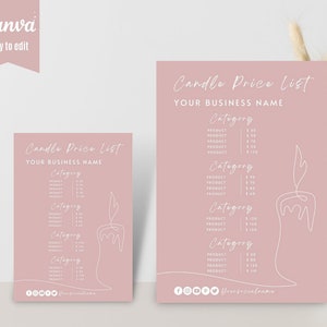 Candle Price List Template, Small Business Price List, Modern Wax Price ...