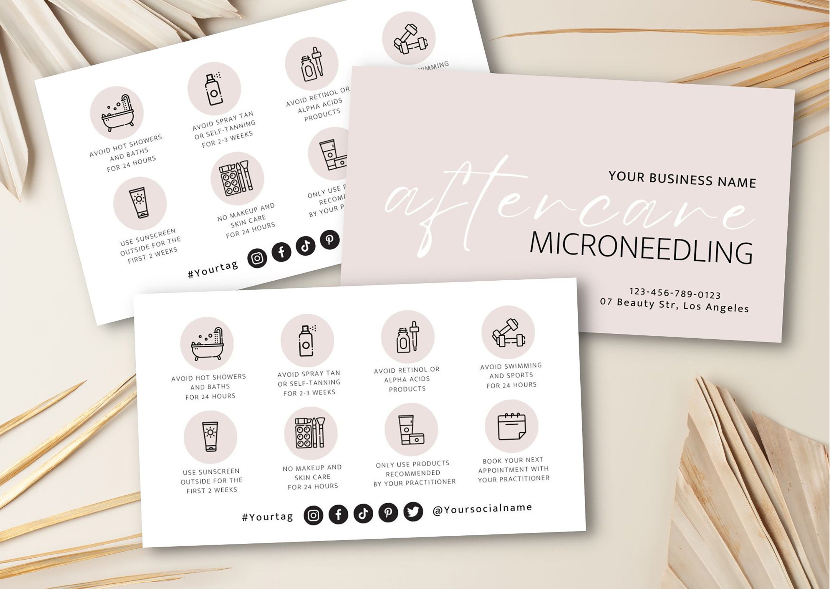 Microneedling Aftercare Card Template, Aftercare Card Editable Canva ...