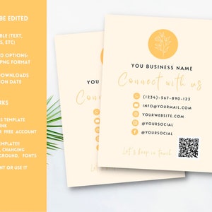 Editable Connect With Us Card, Social Media Sign, Follow Us on Social ...