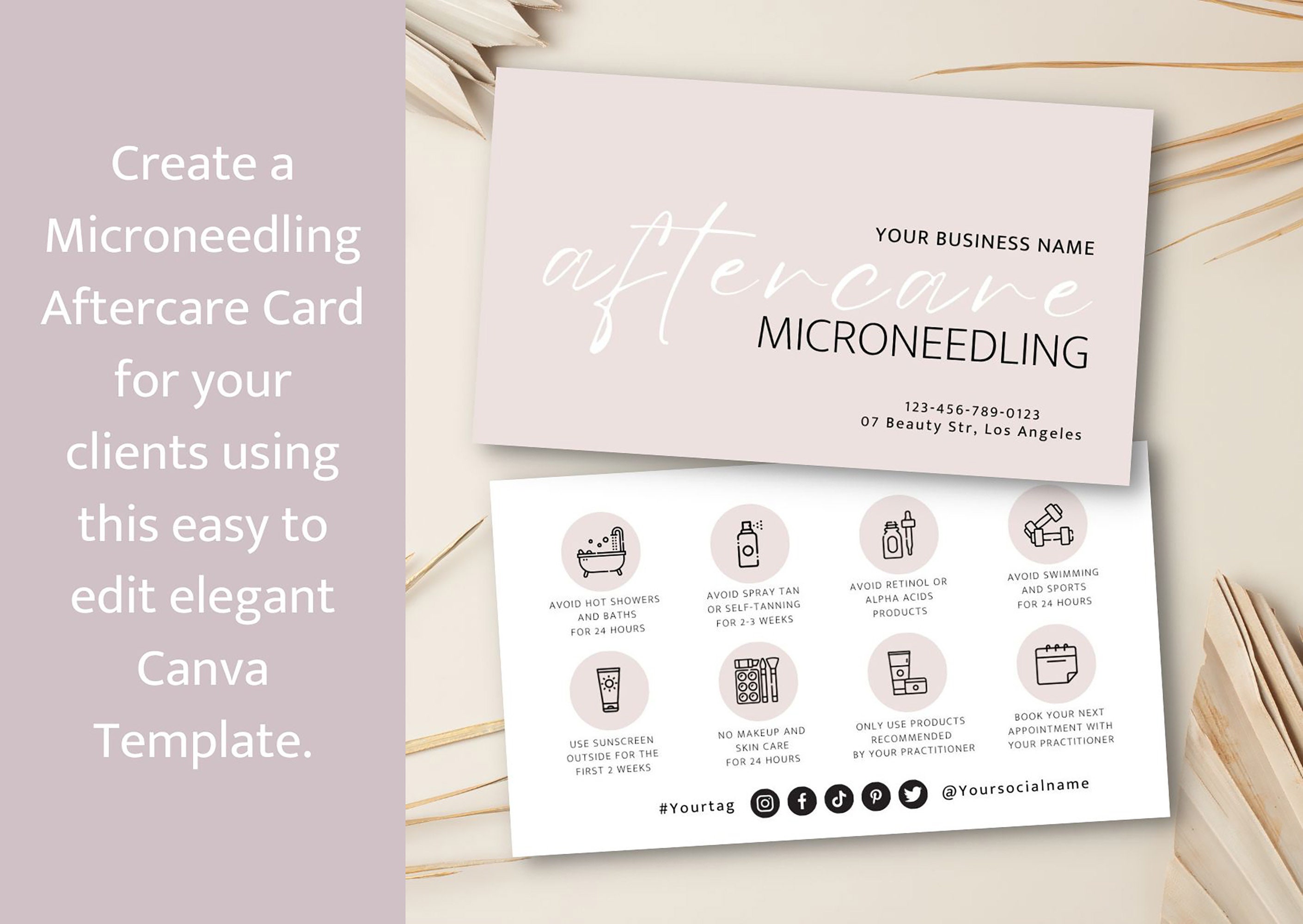 Microneedling Aftercare Card Template, Aftercare Card Editable Canva ...