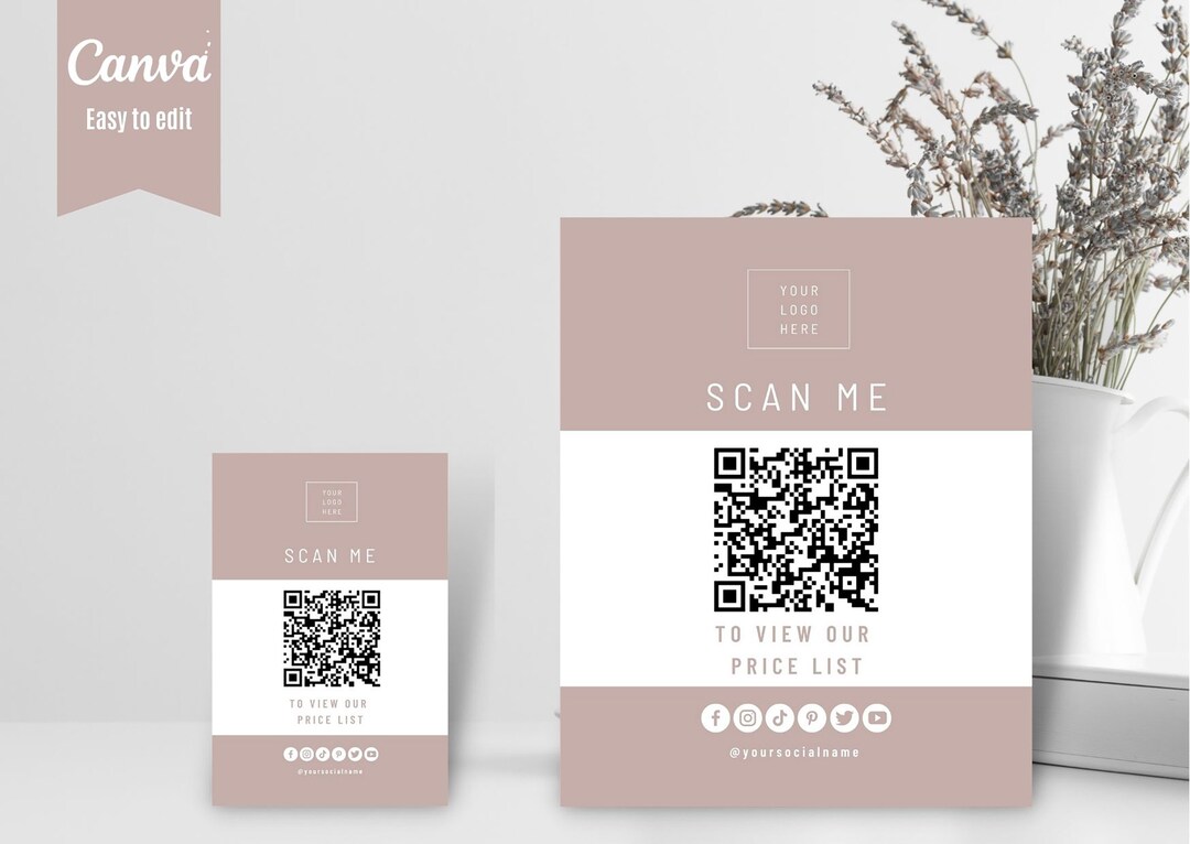 Scan to View Our Price List, Menu QR Code Sign, Modern QR Code Sign ...