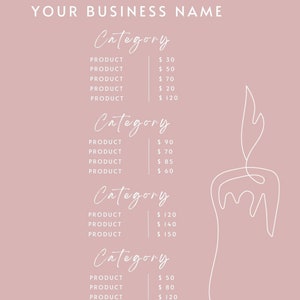 Candle Price List Template, Small Business Price List, Modern Wax Price ...