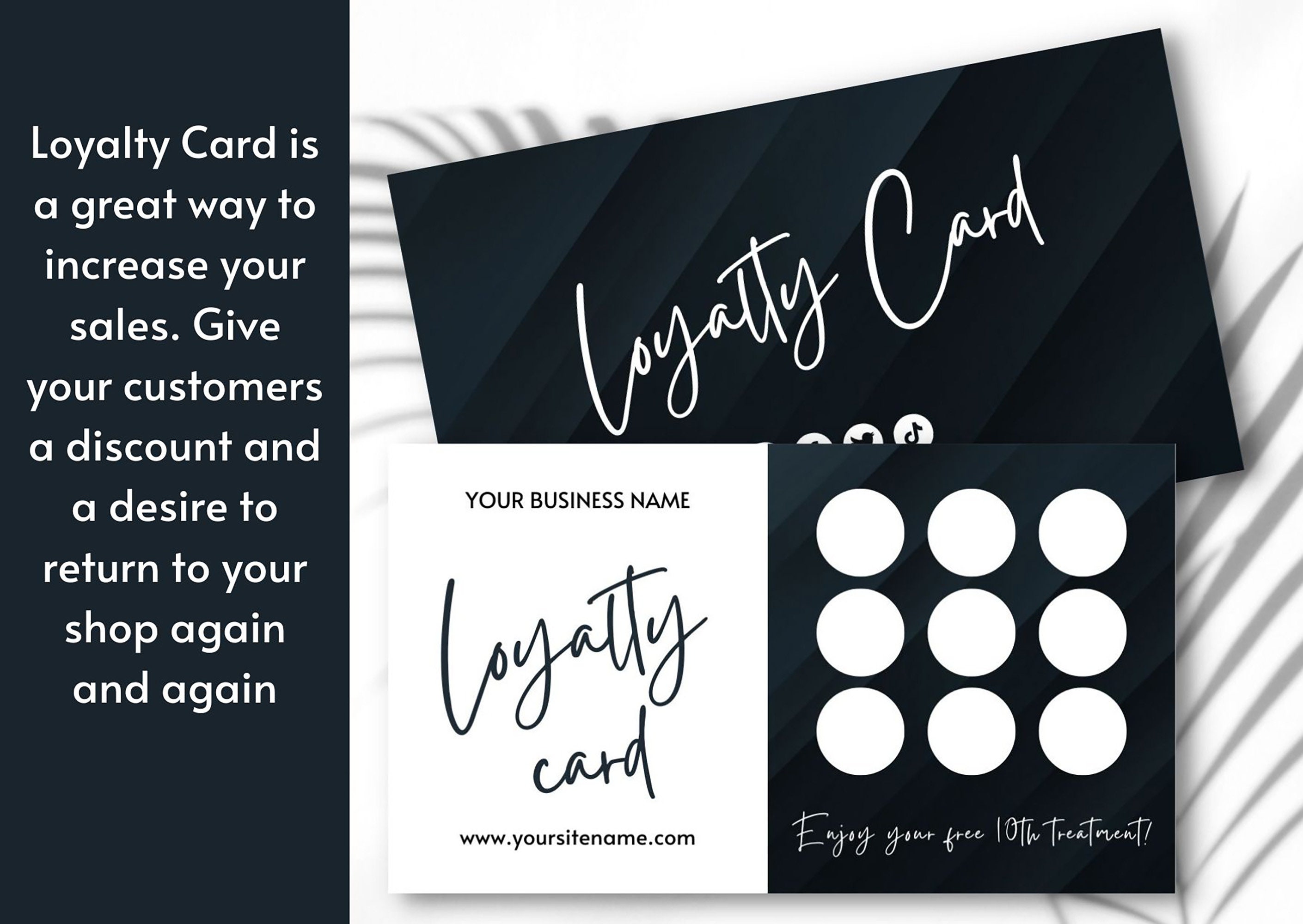 Elegant DIY Loyalty Card Template, Customer Loyalty Cards, Editable ...