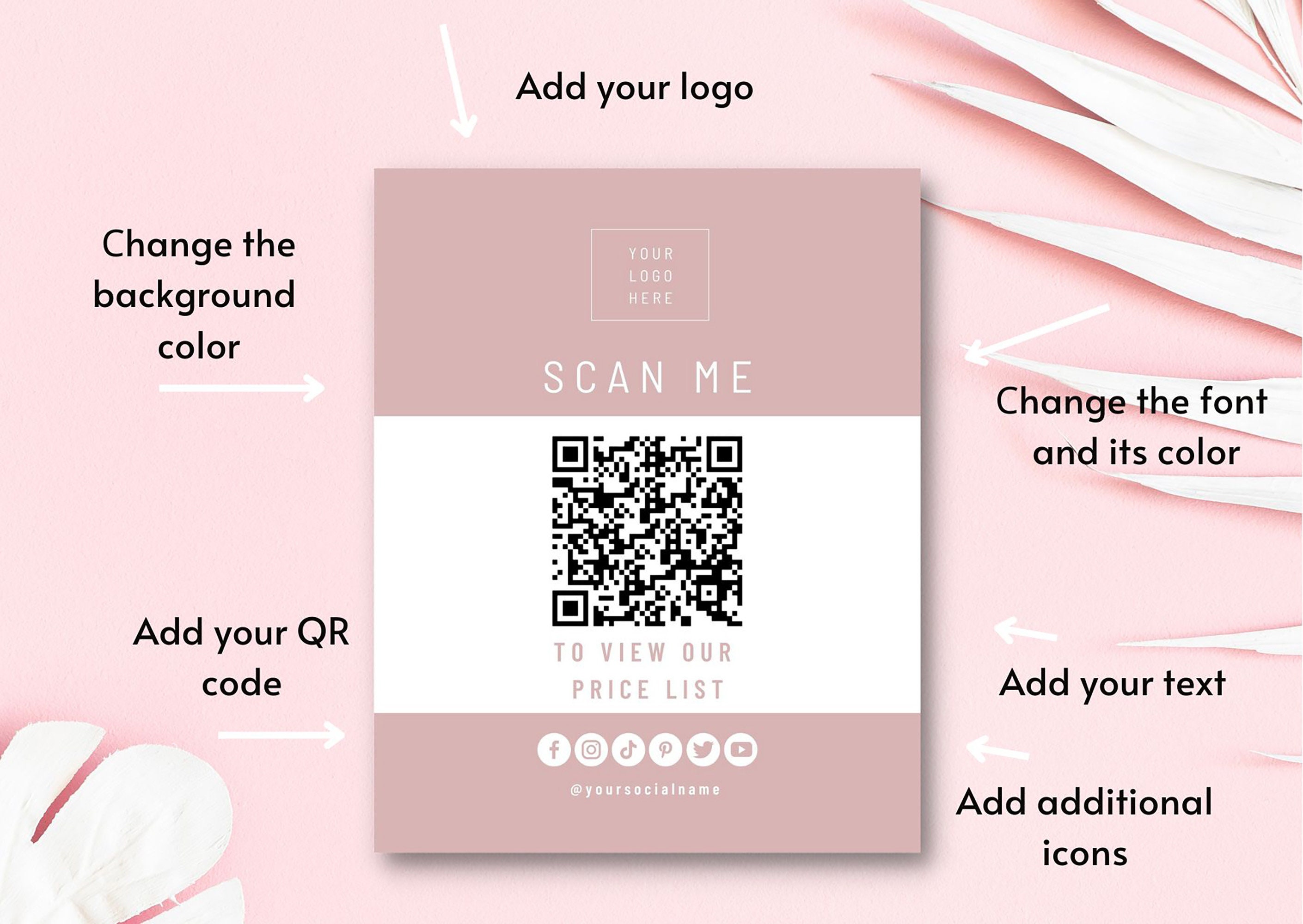 Scan to View Our Price List Sign, Menu QR Code Sign, Pink Price QR Code ...