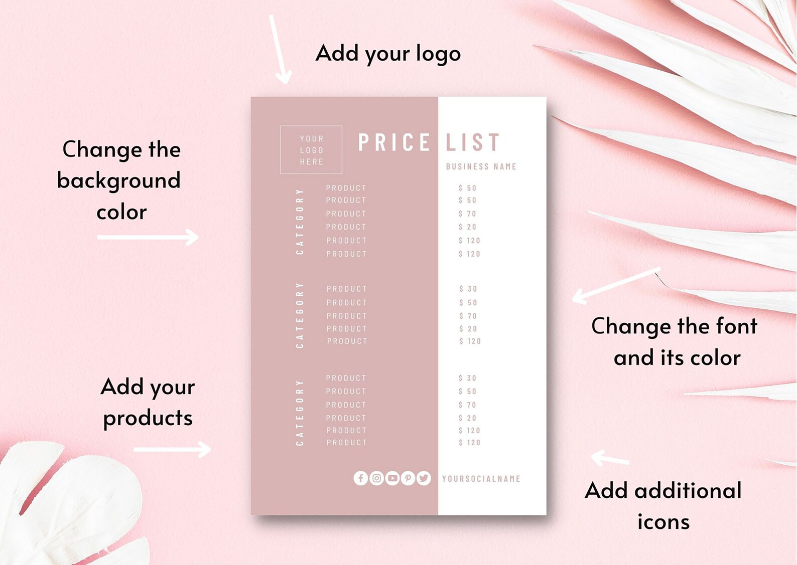 Lashes Price List Template Editable in Canva, Small Business Price List ...
