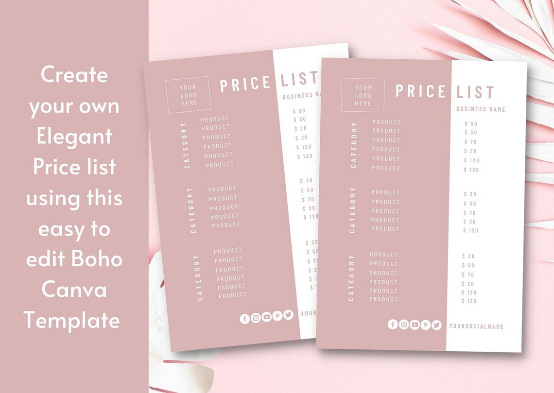 Lashes Price List Template Editable in Canva, Small Business Price List ...