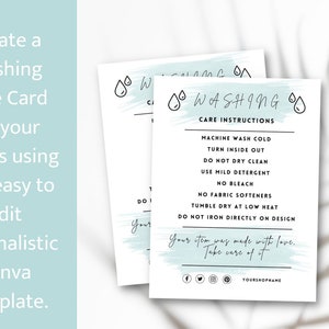 Editable Washing Instructions Canva Template, Minimal Printable Apparel ...