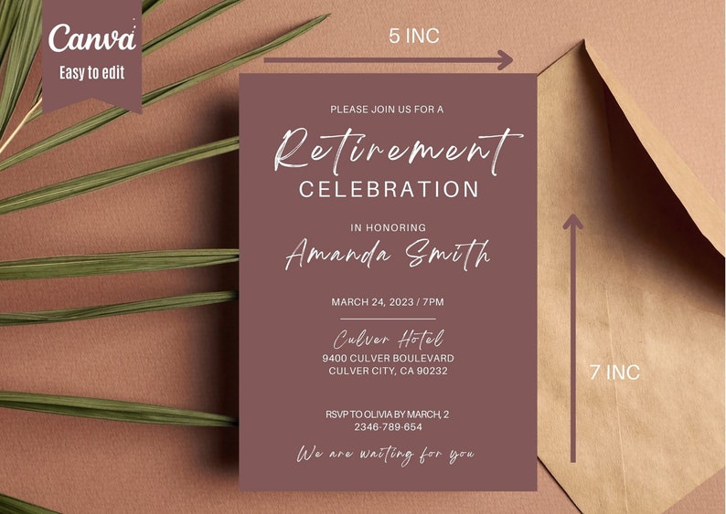 Retirement Party Invitation Card, Retirement Celebration Invite, Modern ...