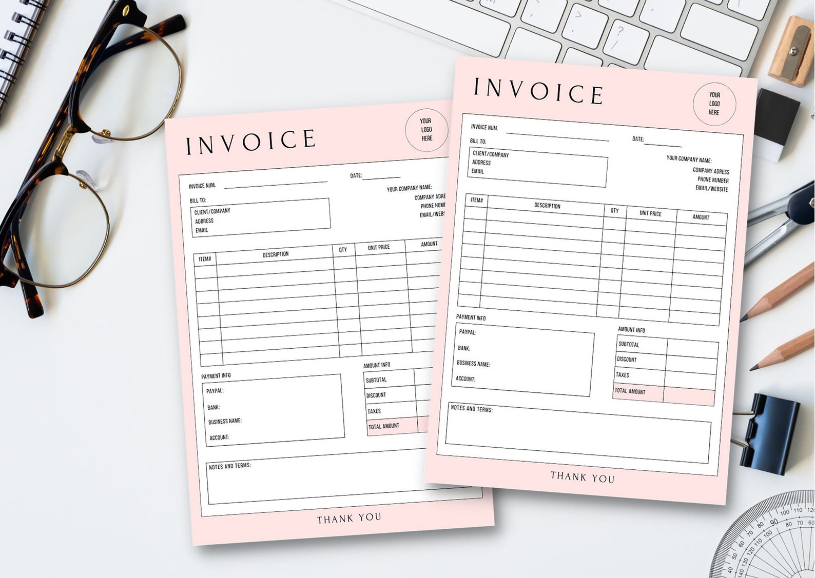 Invoice Template for Small Business, Editable Custom Order Form ...