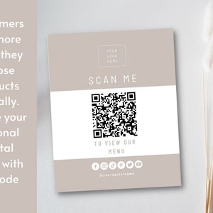 Scan to View Our Menu Sign Template, Menu QR Code Sign, Modern Menu QR ...