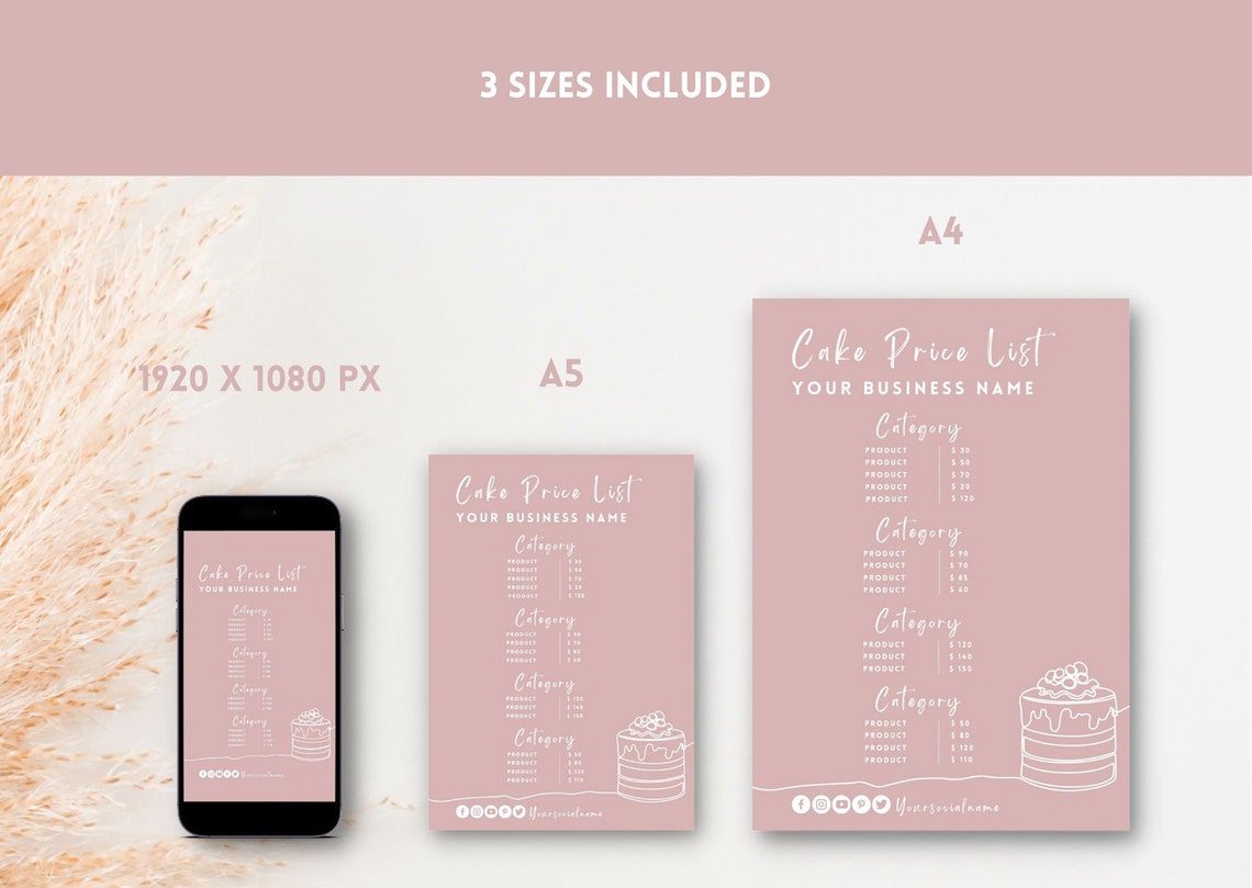 Cake Price List Template Bakery Business Price List Bakery - Etsy