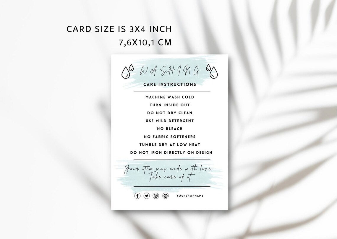 Editable Washing Instructions Canva Template Minimal - Etsy