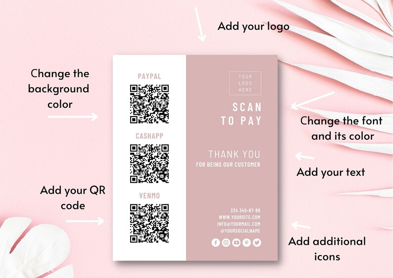 Pink Scan to Pay Sign Template | QR Code Payment Sign | Editable Canva ...