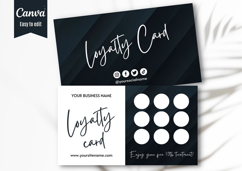 Elegant DIY Loyalty Card Template, Customer Loyalty Cards, Editable ...