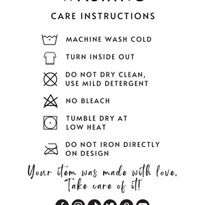 Editable Washing Instructions Canva Template, Minimal Printable Apparel ...