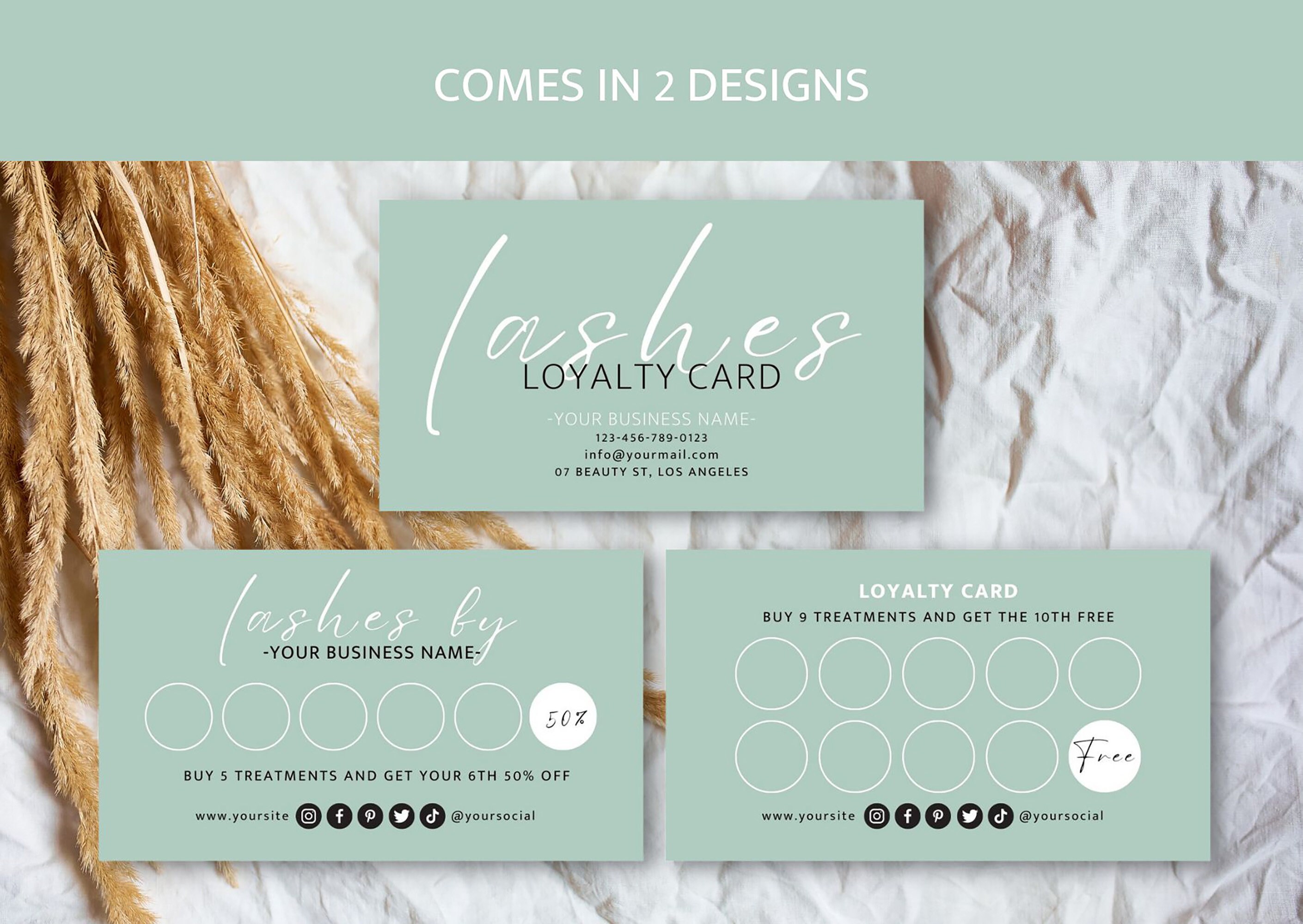 Lashes Loyalty Card Template, Printable Lash Tech Loyalty Card, Beauty Rewards Card, Modern Lash ...