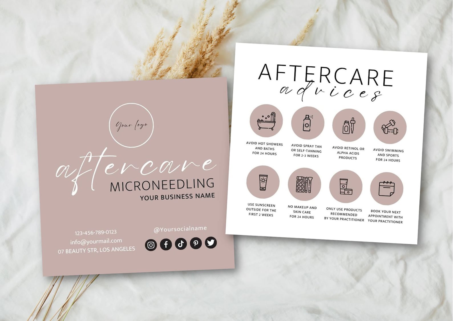 Microneedling Aftercare Card Template, Aftercare Card Editable Canva ...