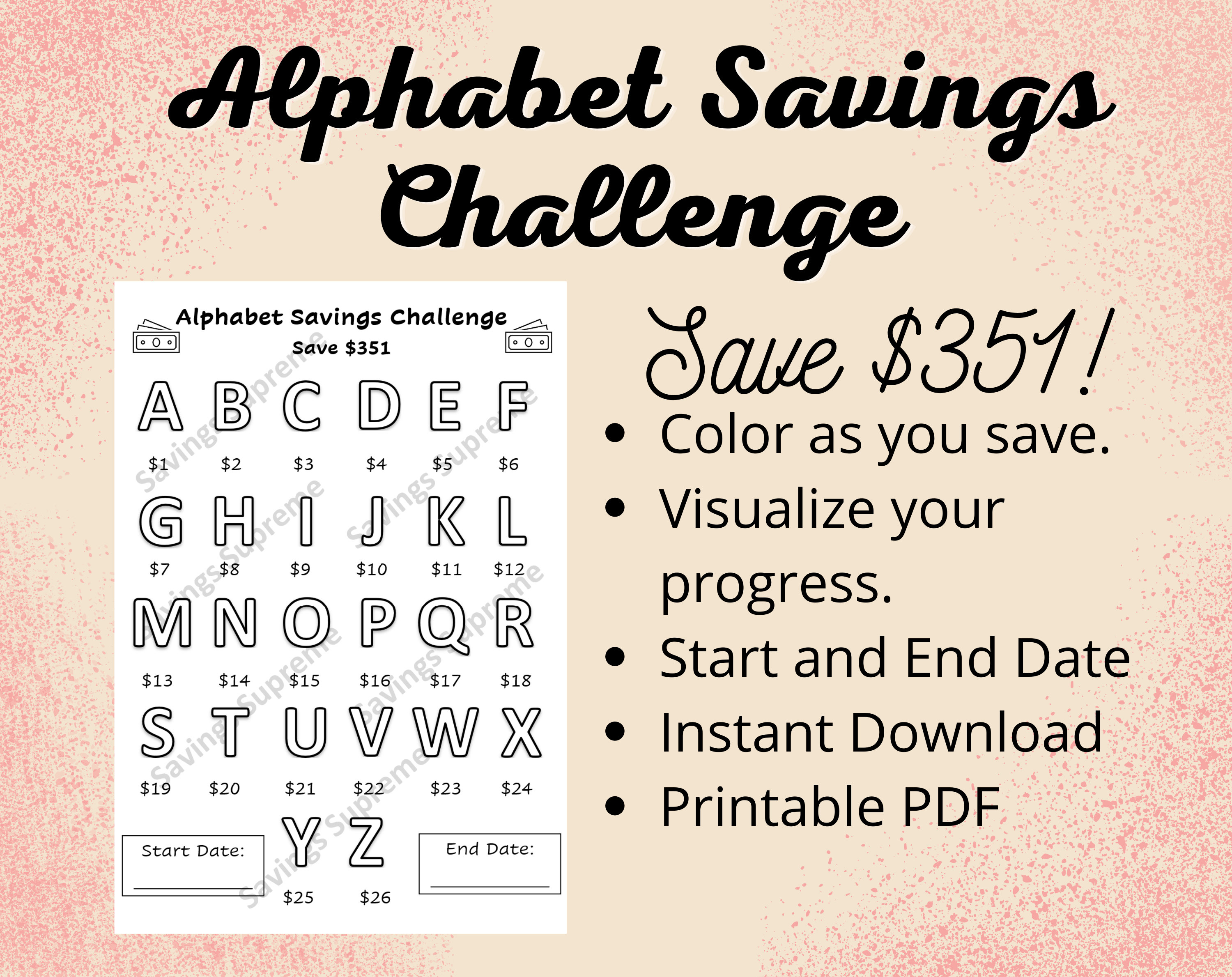 Alphabet Savings Challenge - Etsy