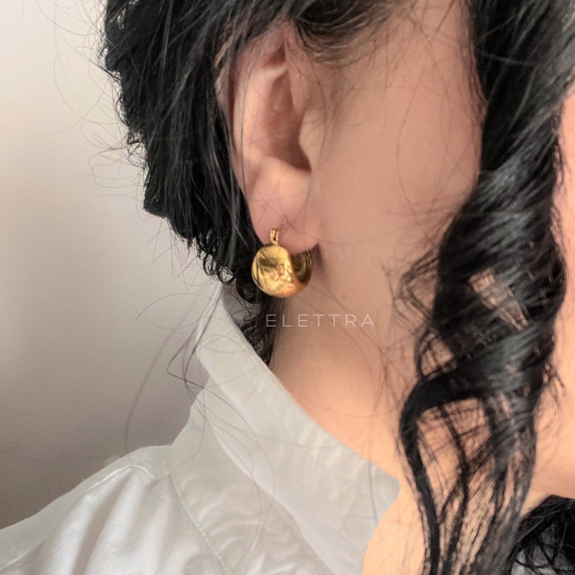 Chunky Gold Hoops, Stainless Steel, Thick Hoop Earrings, Wide Huggies ...