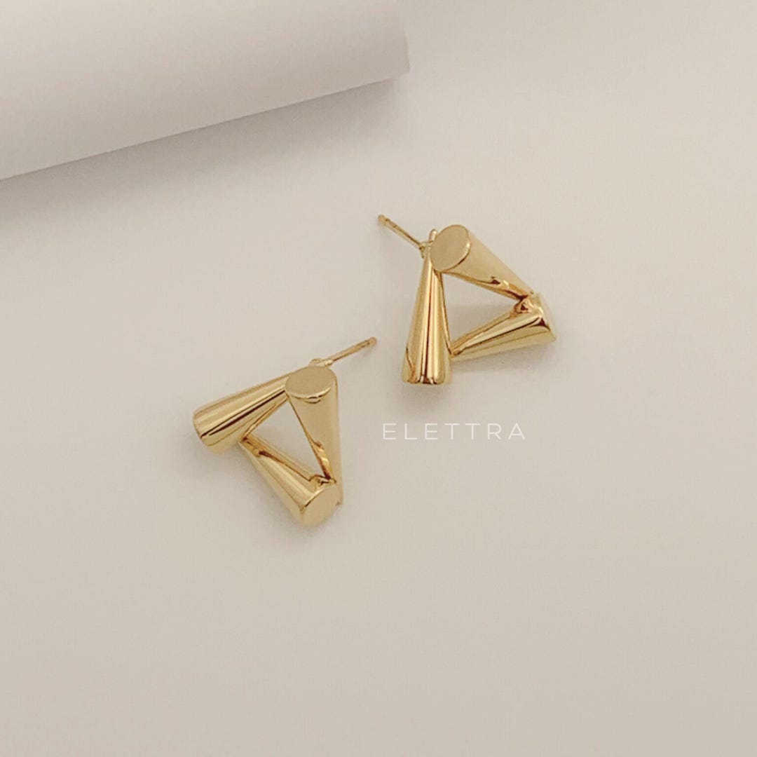 Triangle Gold Studs, Stainless Steel Earrings, Geometric Studs, Chunky Studs, No Tarnish ...