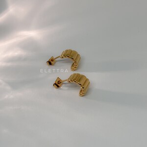 Mini Ripple C-shape Gold Hoops, Stainless Steel Daily Wear Earrings - Etsy