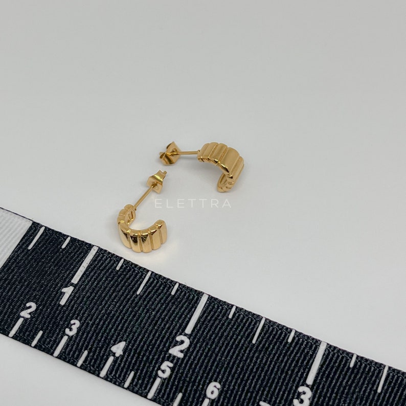 Mini Ripple C-shape Gold Hoops, Stainless Steel Daily Wear Earrings - Etsy