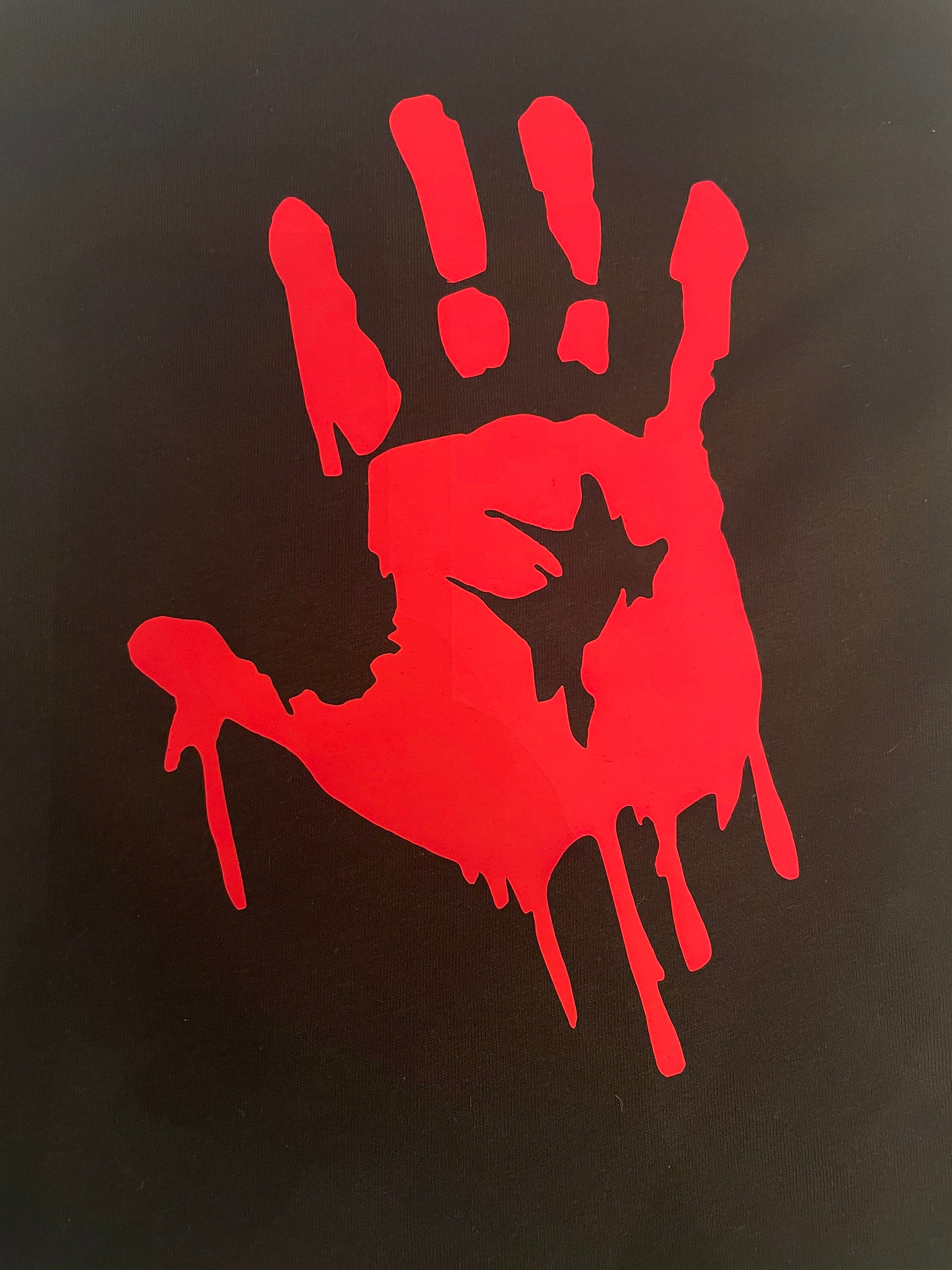 Red hand print tshirt | Etsy