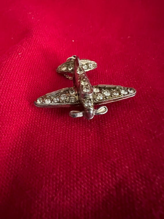 Vintage Sweetheart World War Airplane Pin - Gem