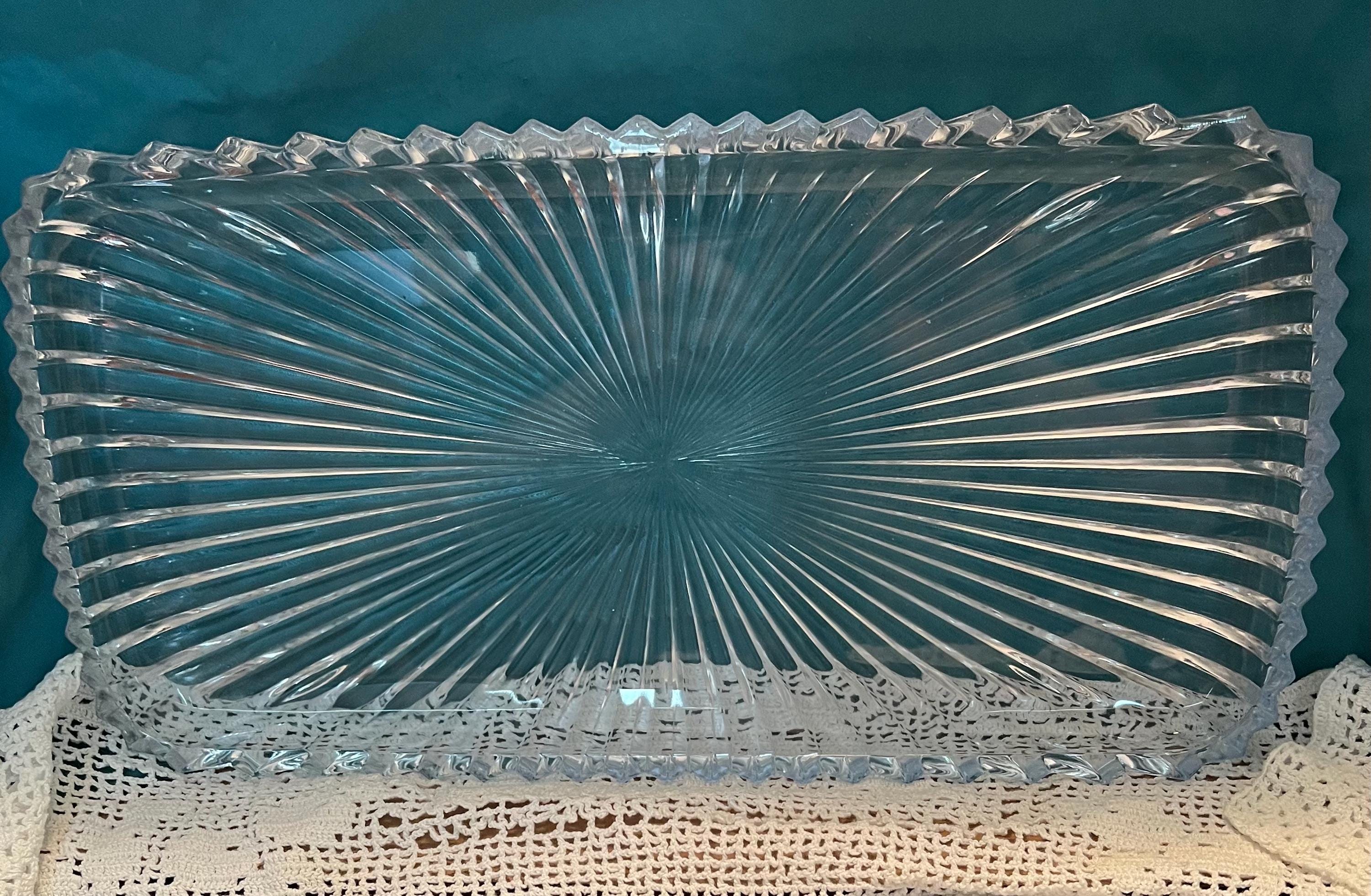 Vintage Lead Glass Crystal Rectangle Platter - Etsy