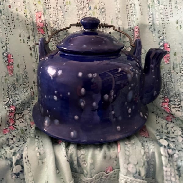 Blue Enamel Teapot - Etsy